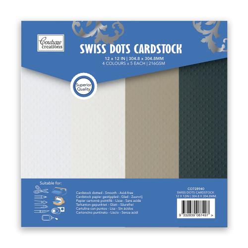 Couture Creations - Cardstock - Swiss Dots - 12 x 12in - 216gsm - 20 s ...